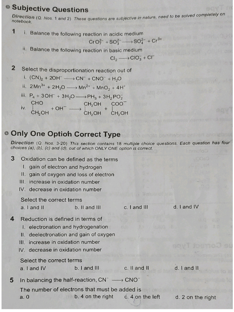 Test Redox 2 | PDF