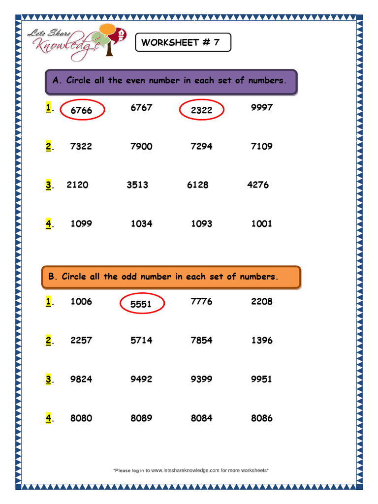 Grade 3 Maths Worksheets Even and Odd Numbers Page 8 | PDF | Home & Garden