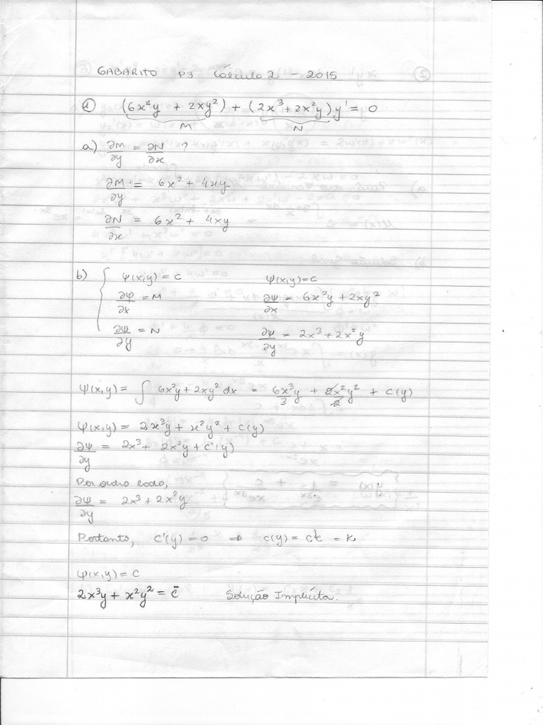 Gabarito P3 Edo 2015 | PDF