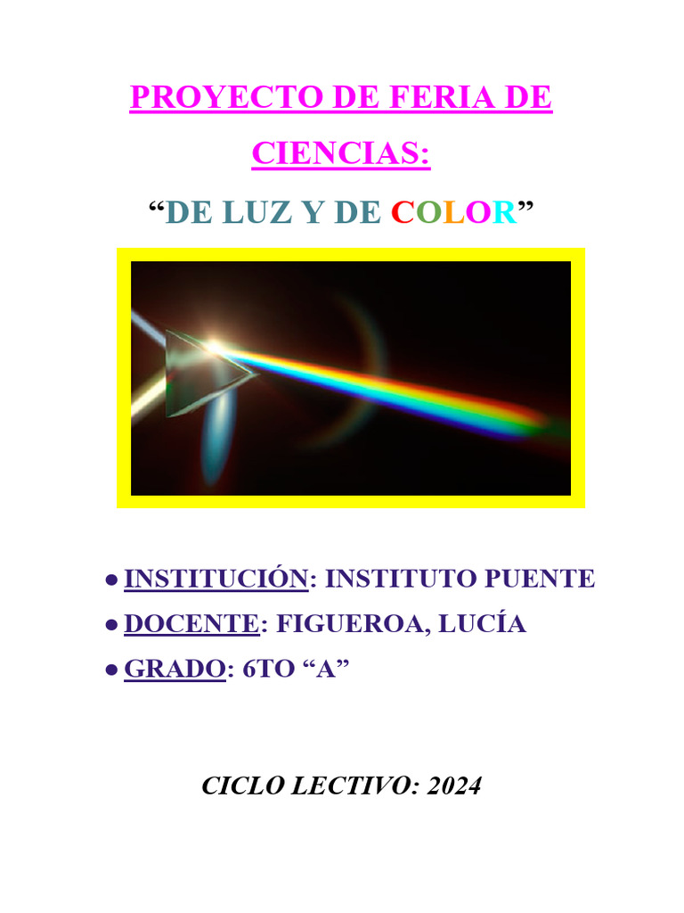 Proyecto de Ciencias: Luz y Color | PDF | Ligero | Refracción