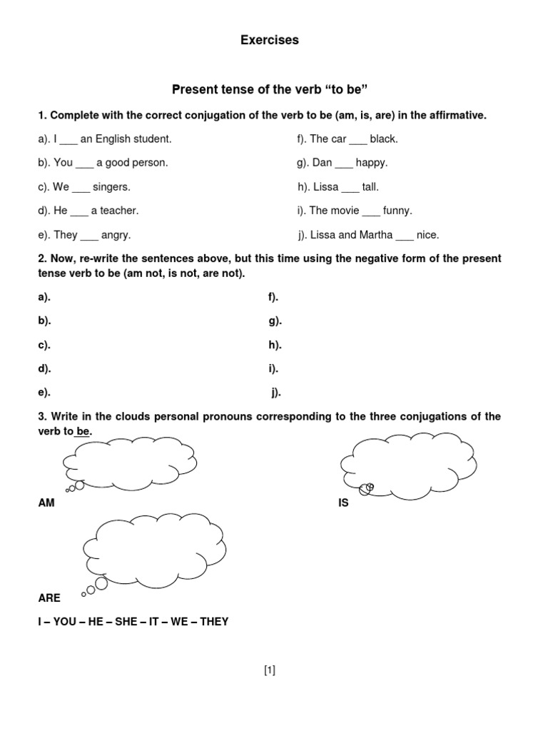 Exercise verb to be | PDF | Grammar | Semantic Units