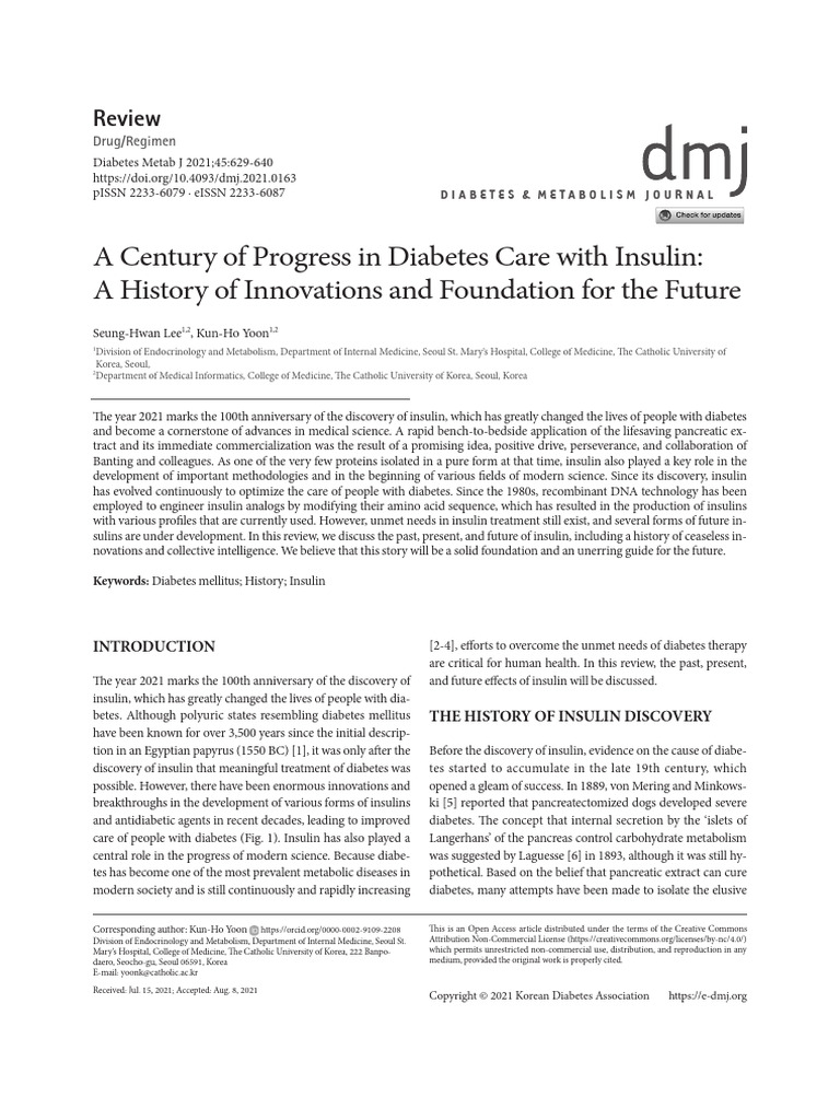 Insulina - História e Perspectivas 2021 | PDF | Insulin | Pancreas