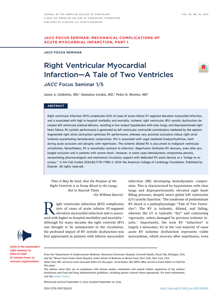 Right Ventricular Infarction Insights | PDF | Ventricle (Heart) | Myocardial Infarction