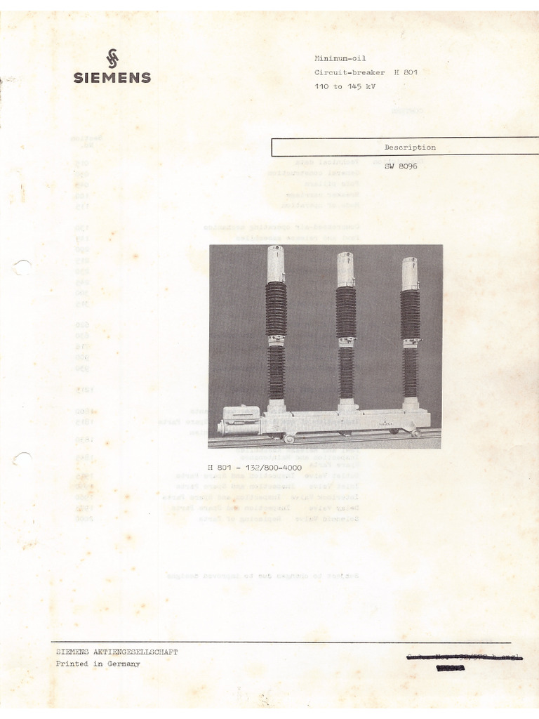 Disjuntor at Siemens 145 KV - h801 | PDF