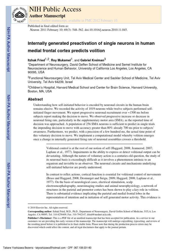 Internally Generated Preactivation of Single Neurons in Human Medial ... Internally Generated Preactivation of Single Neurons in Human Medial ...