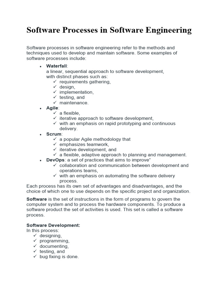 Unit 1 3 Software Processes in Software Engineering | PDF | Software Development Process | Software