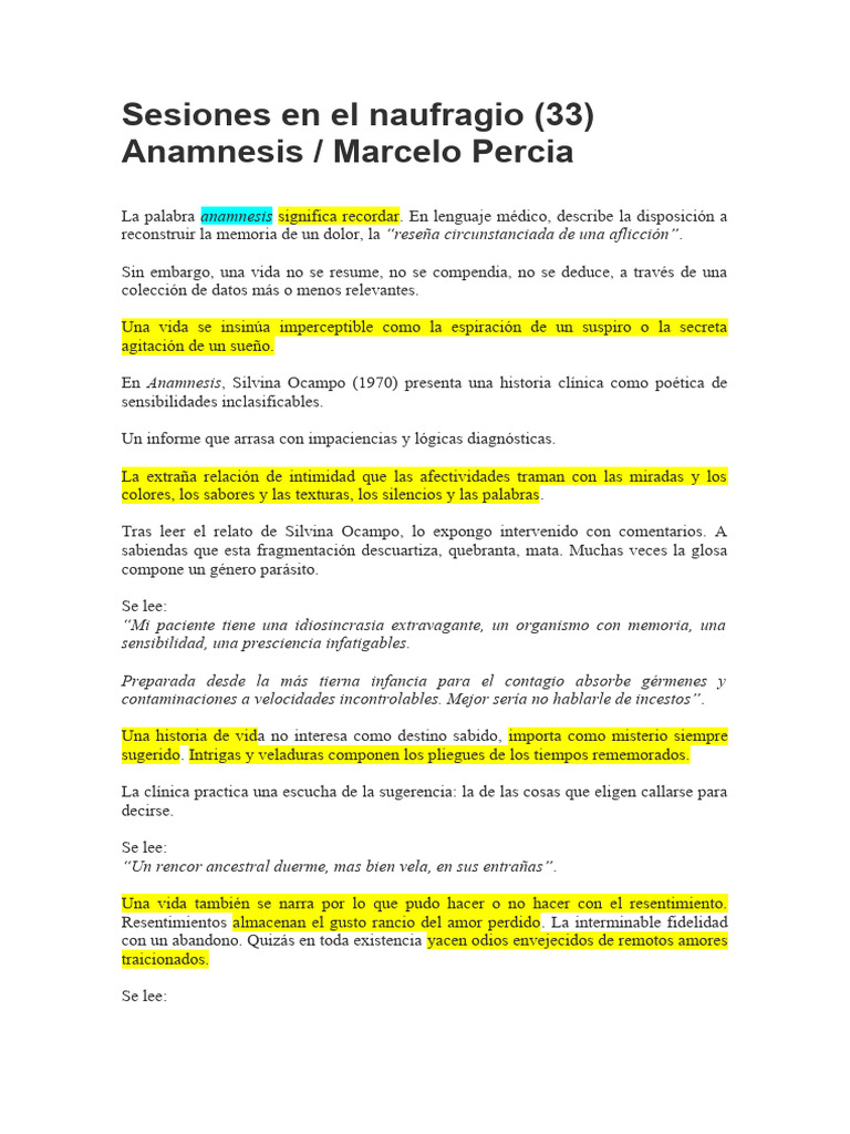 Anamnesis Marcelo Percia | PDF