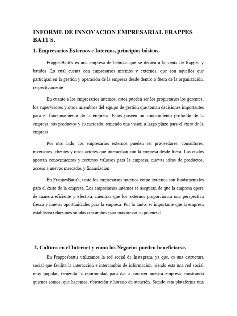 Modelo Informe Final Innovacion Empresarial | PDF | Business ...