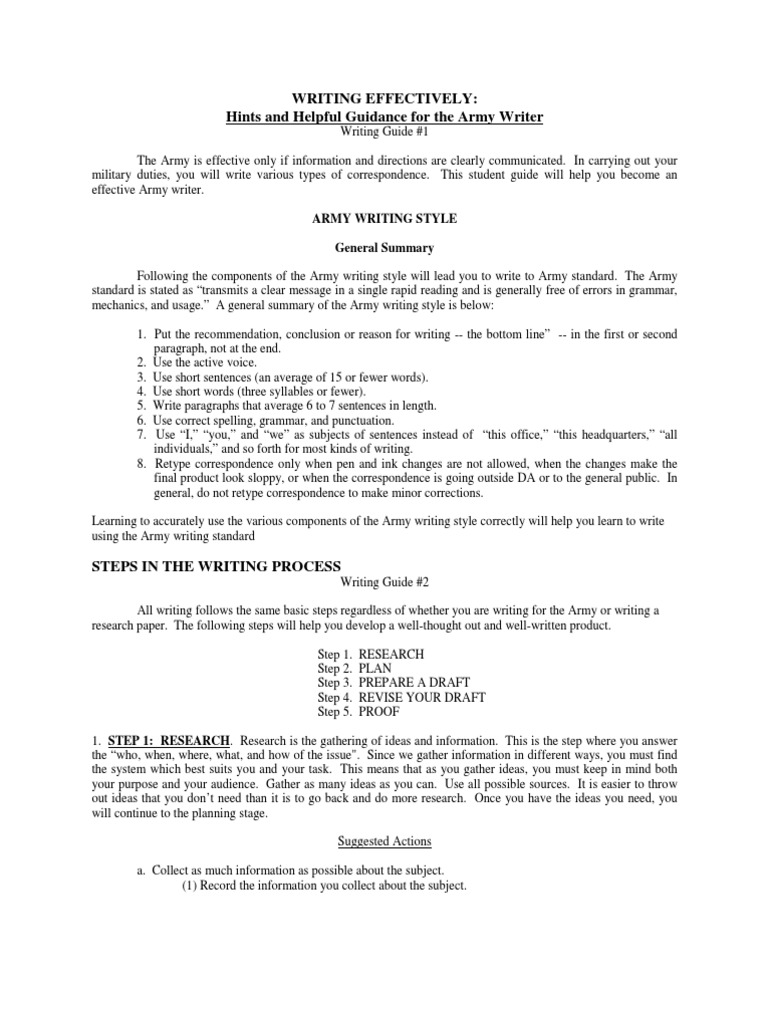 Army Writing Guide NG | PDF | Verb | Comma