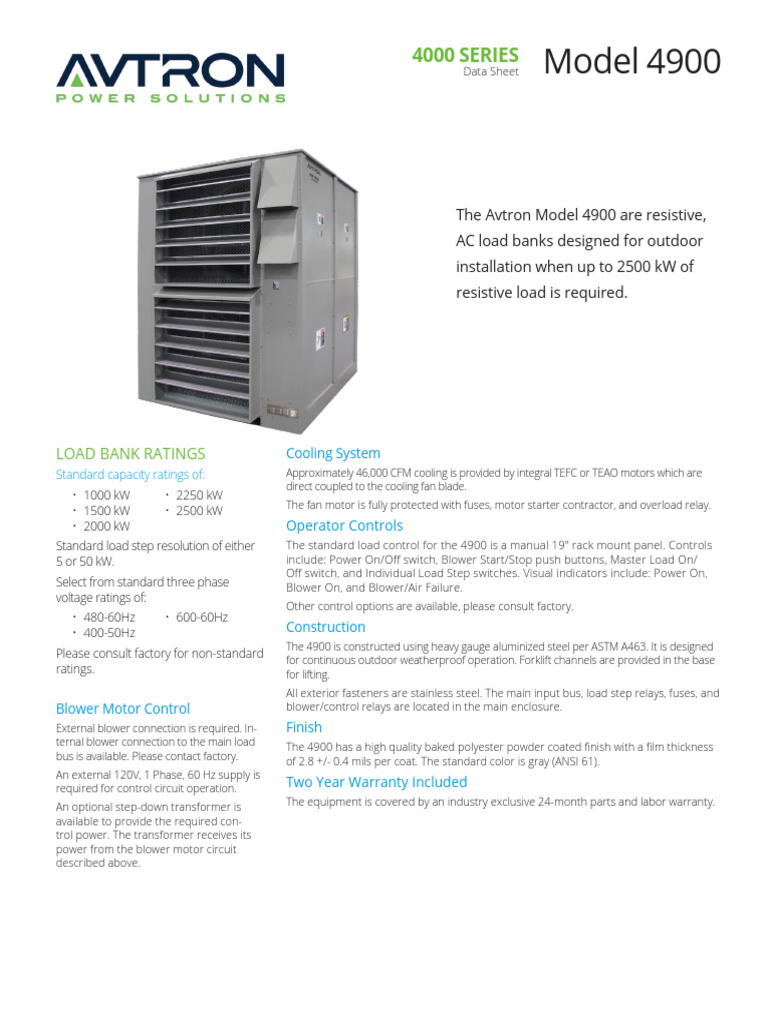 Ficha Tecnica AVTRON-4900-pub5521-revD (1) (1000-2500kw) | PDF | Fuse ...