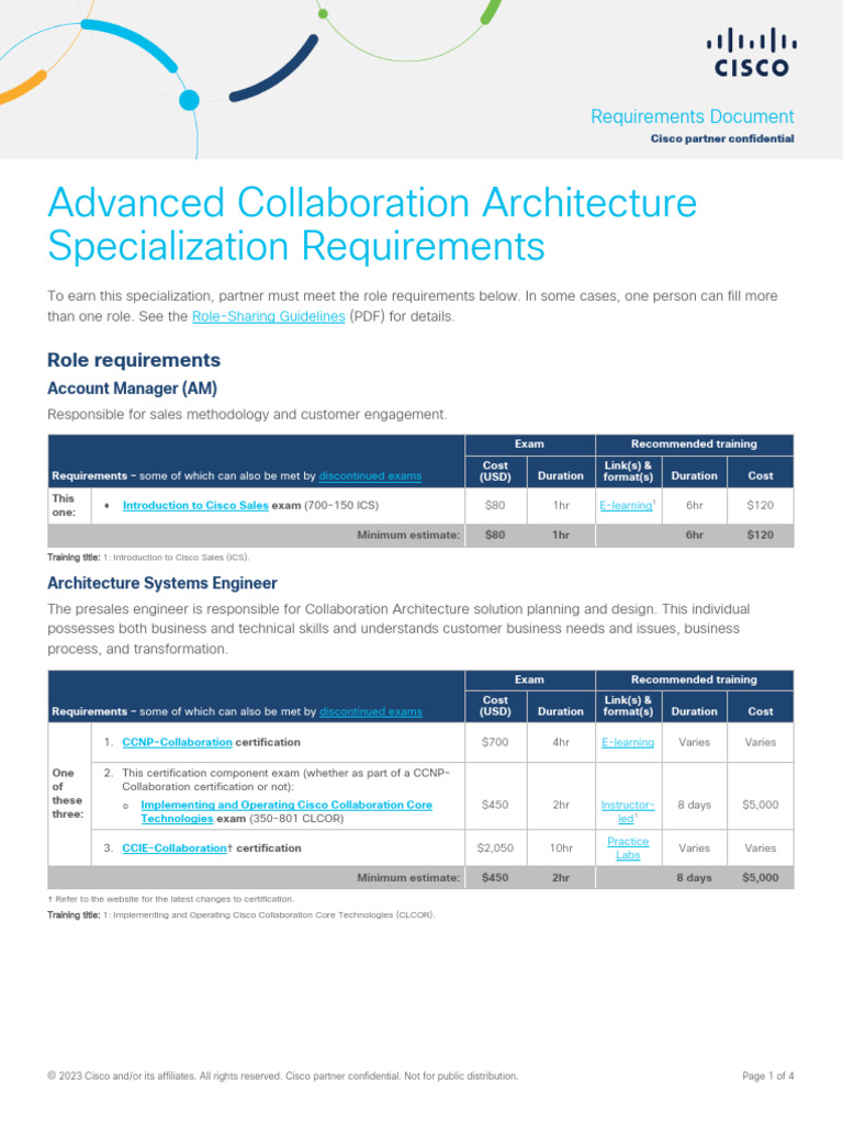 Cisco Collaboration Architecture Requirements | PDF | Cisco Certifications | Computing
