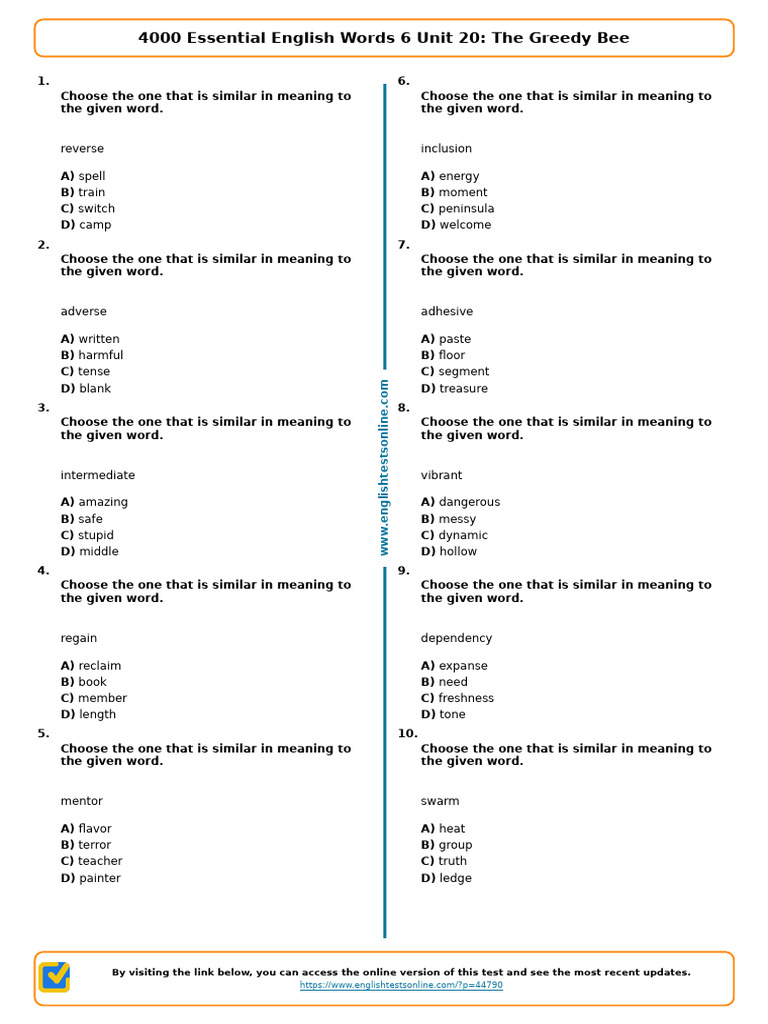 Vocabulary Practice for Learners | PDF | Bees | Honey