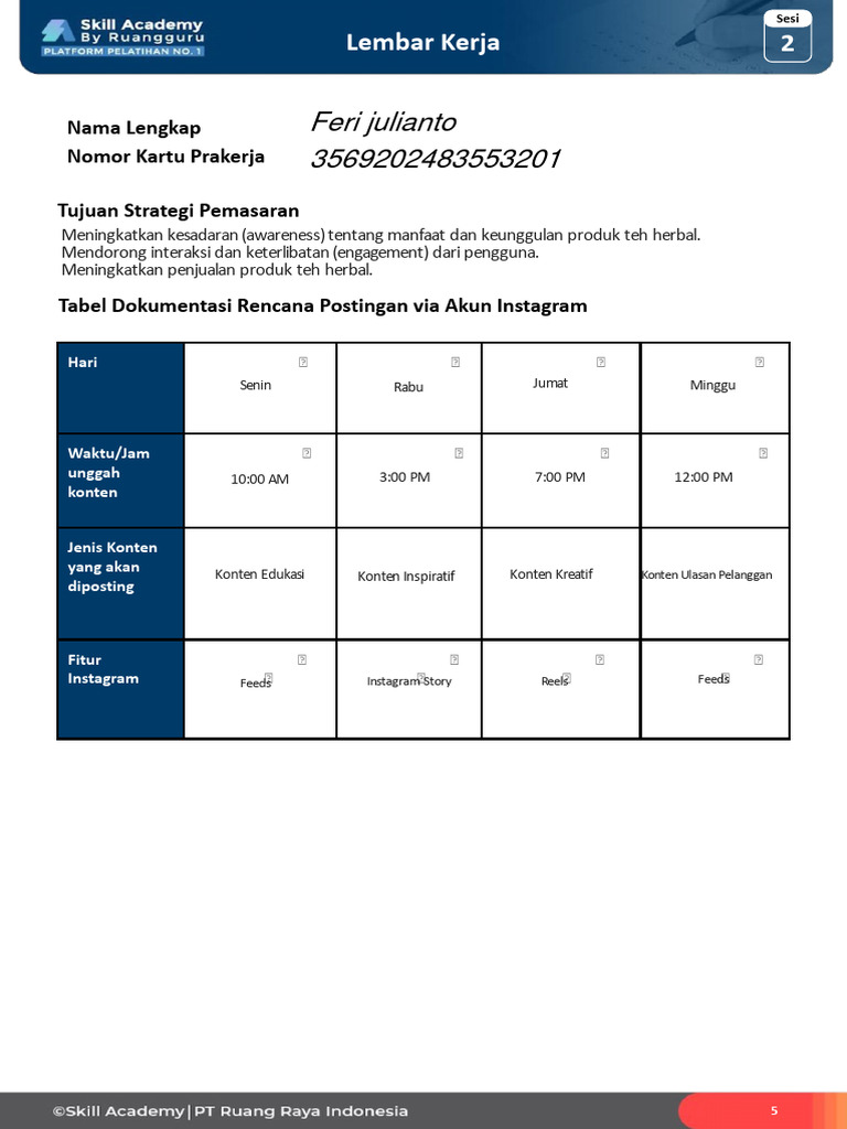 TPM2 Membuat Strategi Pemasaran Di Instagram (FERI JULIANTO) | PDF