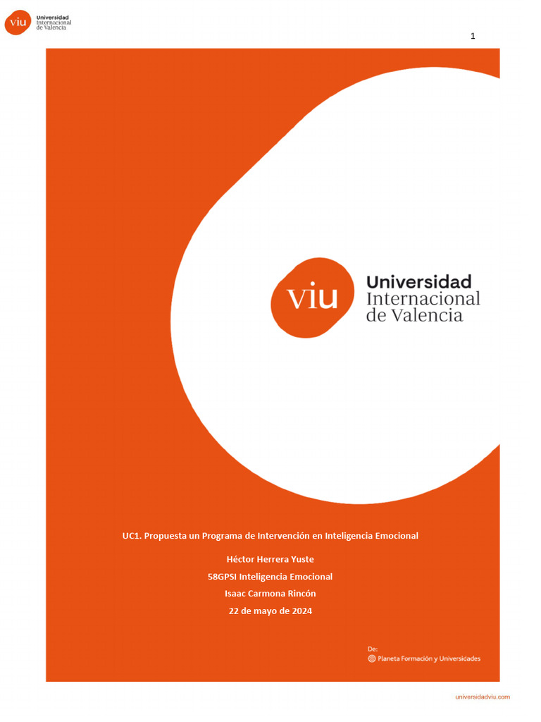 Inteligencia Emocional - Propuesta de Intervención | PDF | Las emociones | Inteligencia