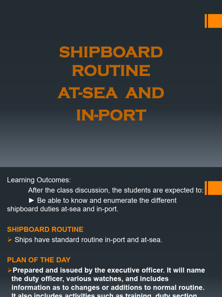 3C. Ship Board Routine at Sea and in Port | PDF | Quartermaster | Radio