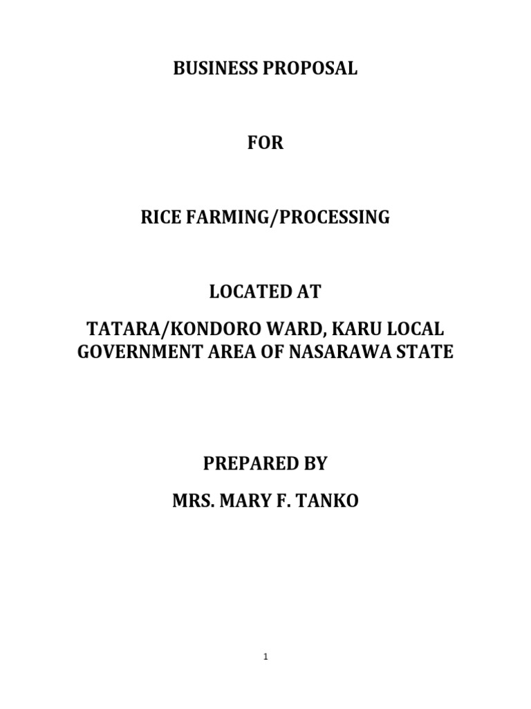 Rice Proposal | PDF | Agriculture | Rice