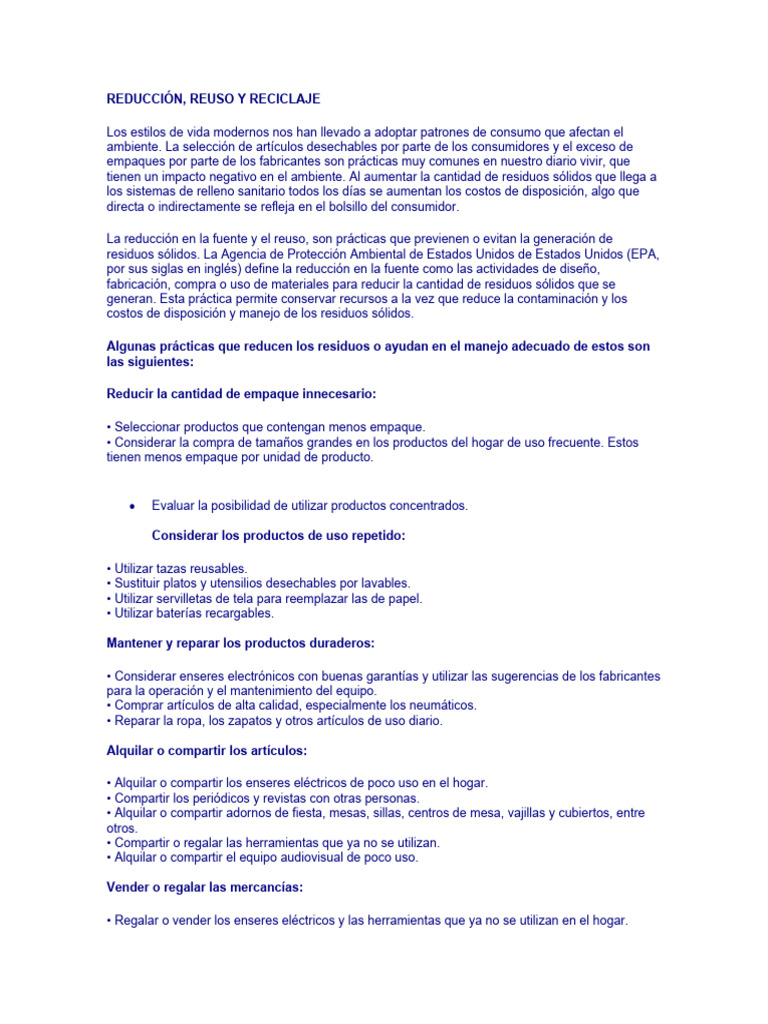 REDUCCIÓN | PDF | El plastico | Residuos