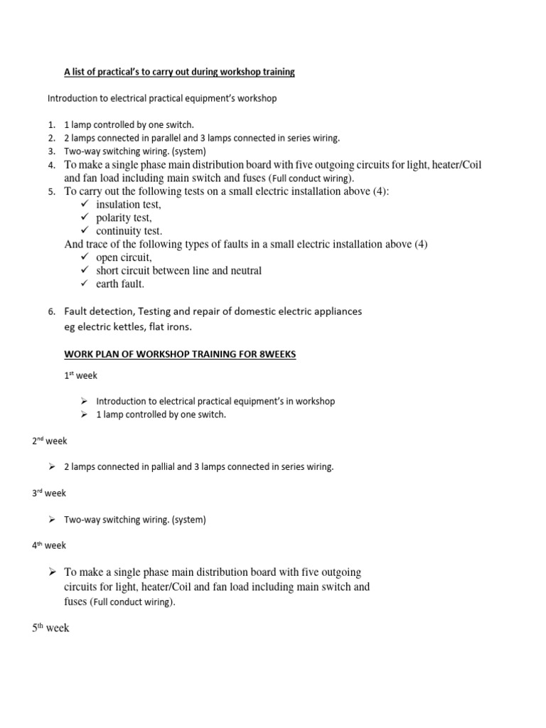 Workshop Training | PDF | Electrical Wiring | Electrical Equipment Workshop Training | PDF | Electrical Wiring | Electrical Equipment