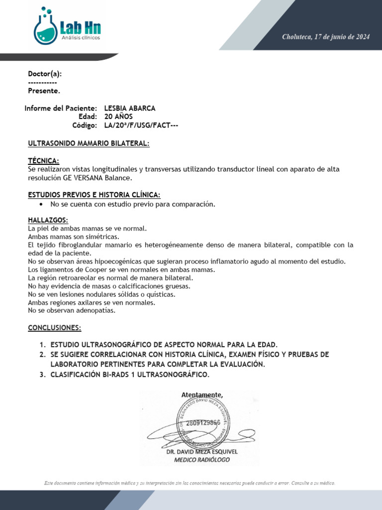 Ultrasonido Mamario: Hallazgos Normales | PDF | Salud y bienestar