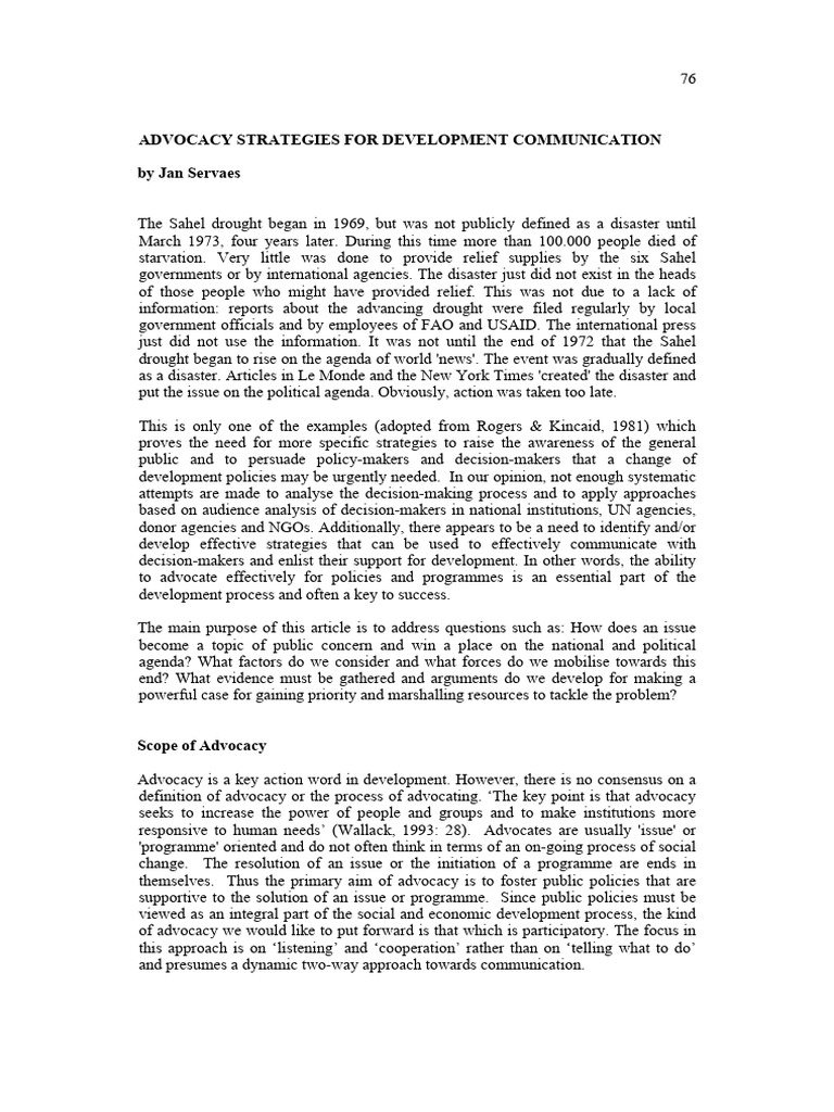 Advocacy Strategies For Development Communication | PDF | Decision ...