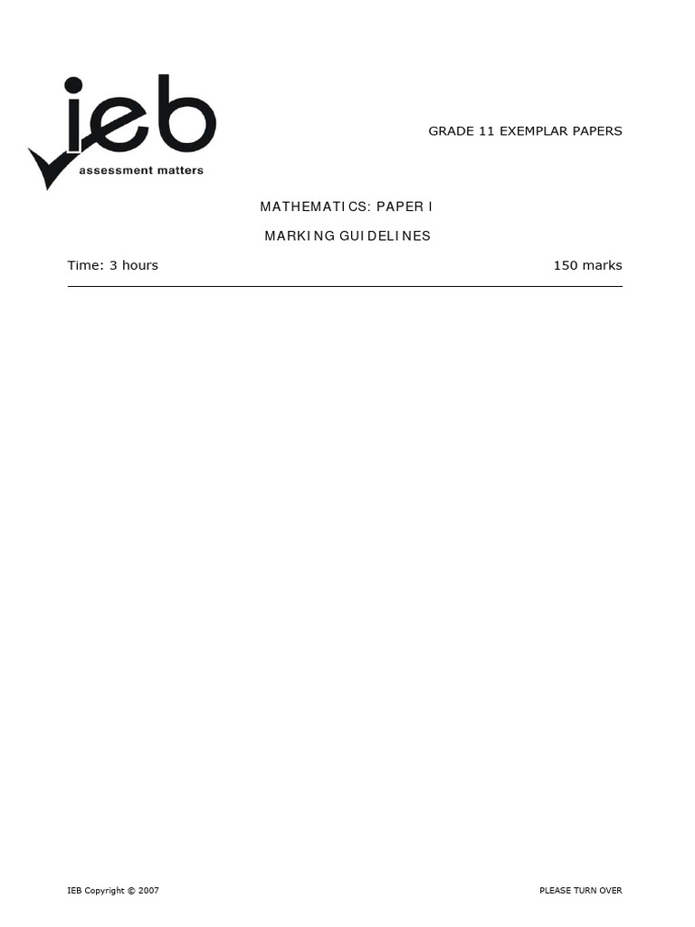 Mathematics Paper 1 Grade 11 Exemplars Marking Guidelines | PDF ...