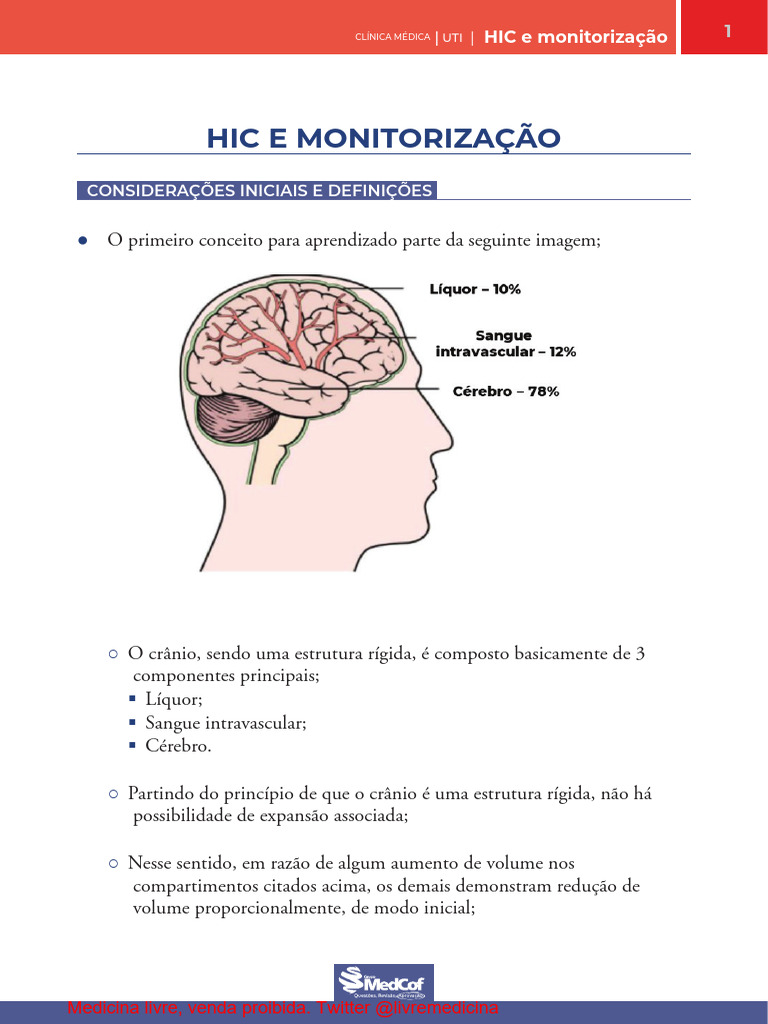 07 - Resumo - Ext 2023 - Neurointensivismo - Hic e Monitorizacao | PDF | Hipertensão | Líquido ...