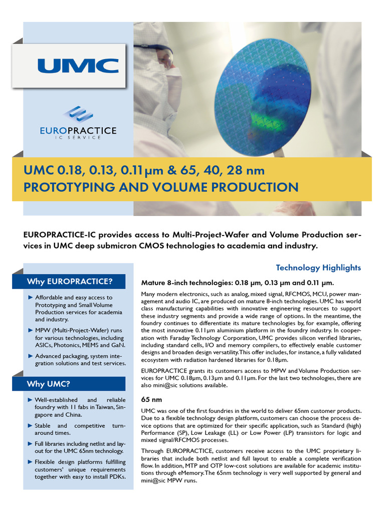UMC EUROPRACTICE v1 2020 01 01 | PDF | Mixed Signal Integrated Circuit | Mosfet