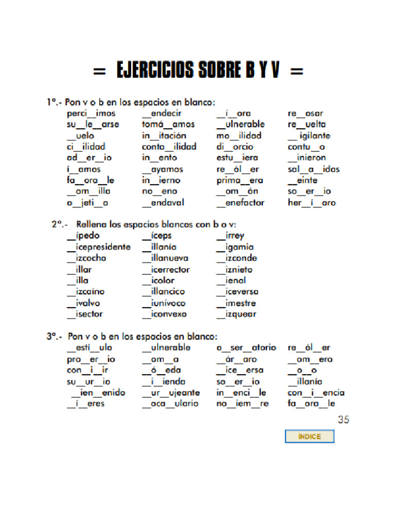 EJERCICIOS DE LAS B Y V | PDF