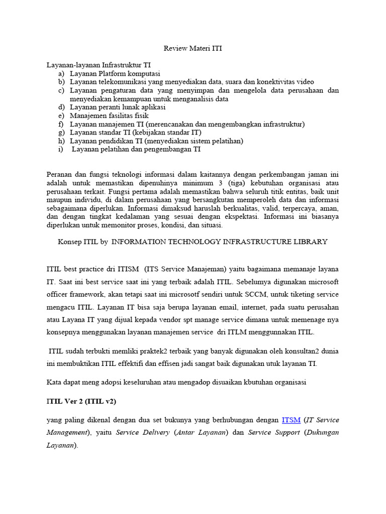 Konsep Itil By Information Technology Infrastructure Library Pdf