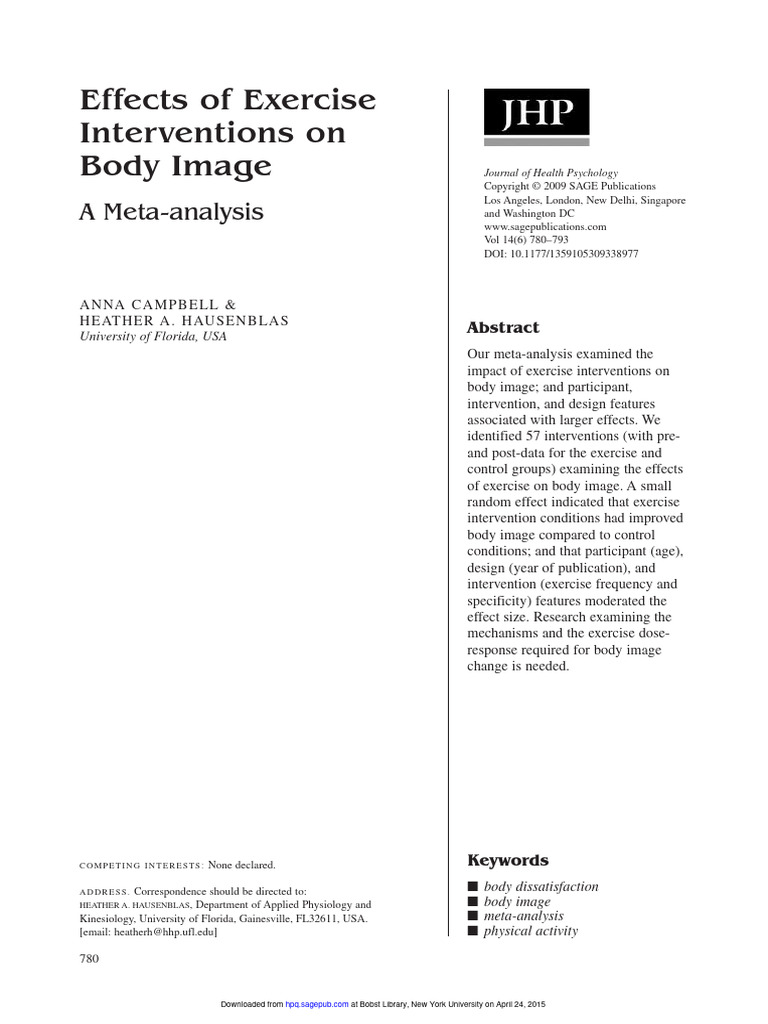 Ex and Body Image | PDF | Effect Size | Body Image