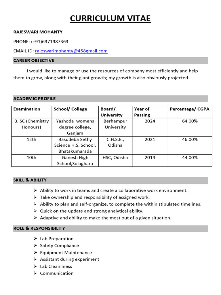 CURRICULUM VITAE-1 | PDF