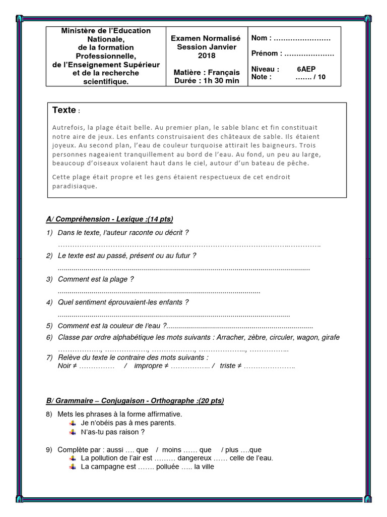 Examen Normalisé 5 | PDF