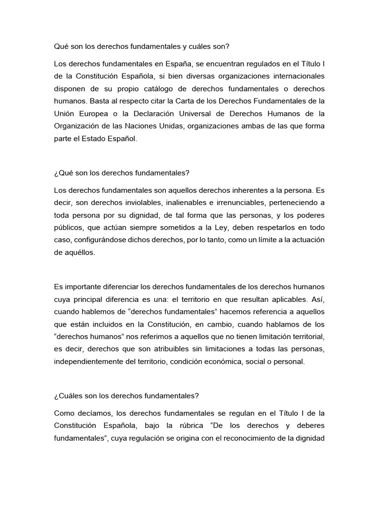 Qué Son Los Derechos Fundamentales y Cuáles Son | PDF | Derechos ...