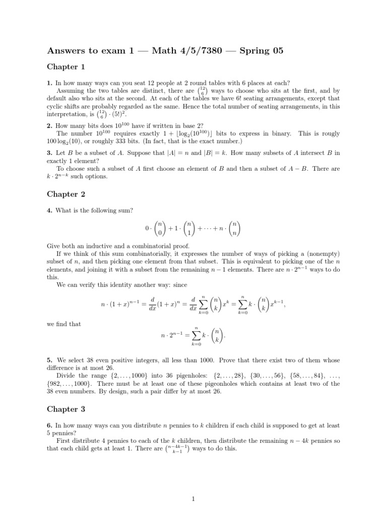 Answers Exam 1 | PDF | Prime Number | Number Theory