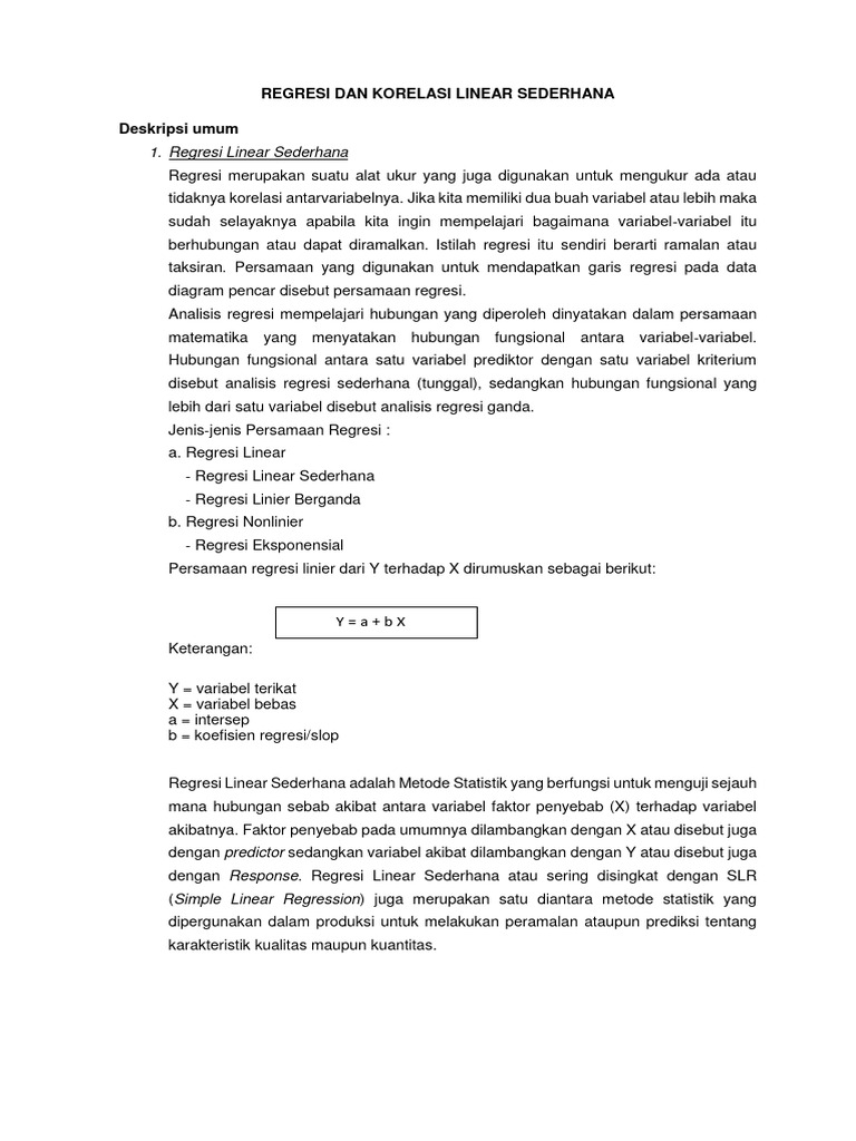 Regresi Linier Sederhana | PDF
