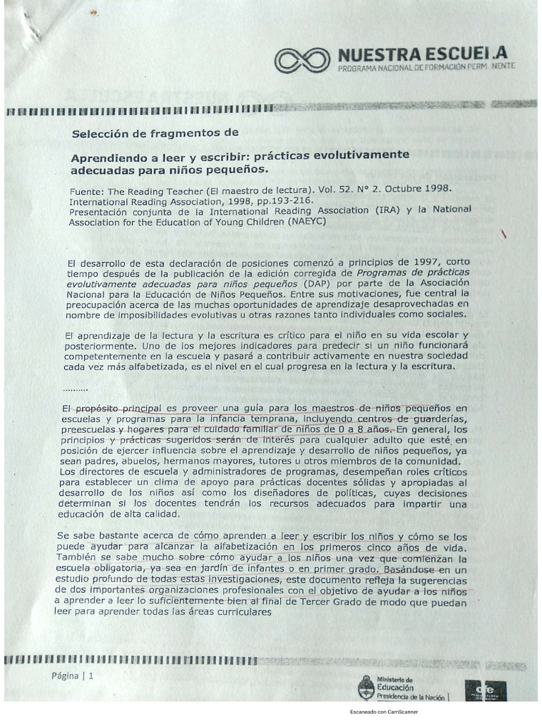 Aprendiendo A Leer y Escribir | PDF