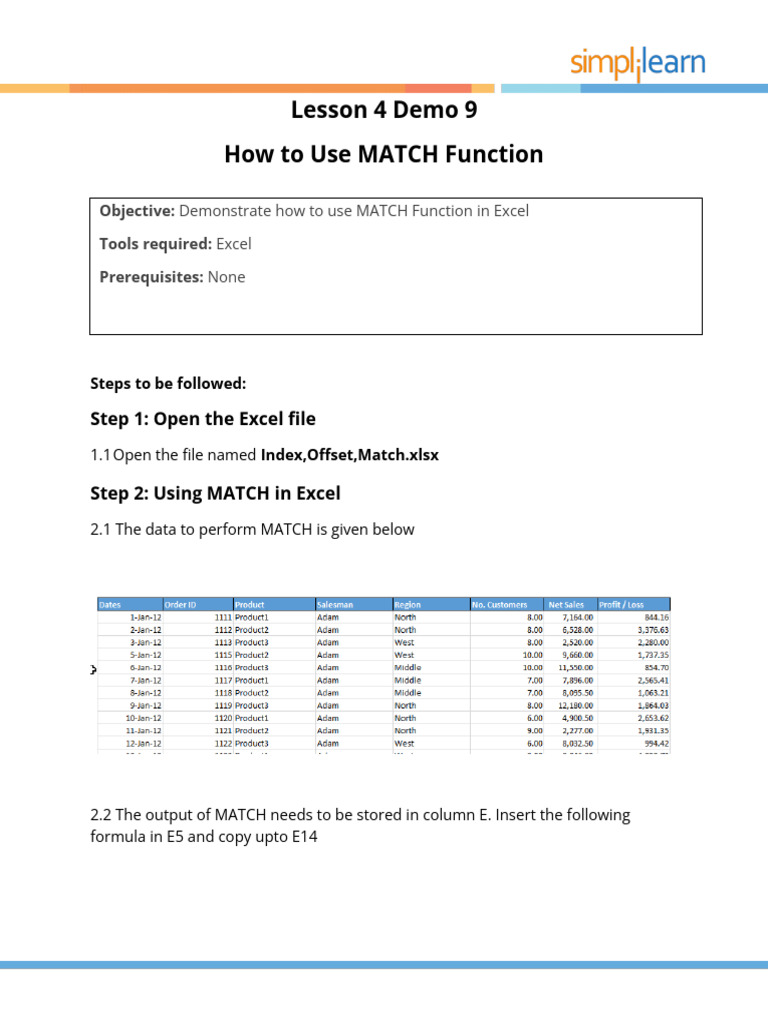09how To Use Match Function Pdf 