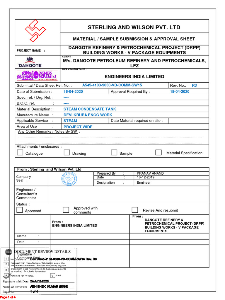 Condensate Tank DATA SHEET | PDF