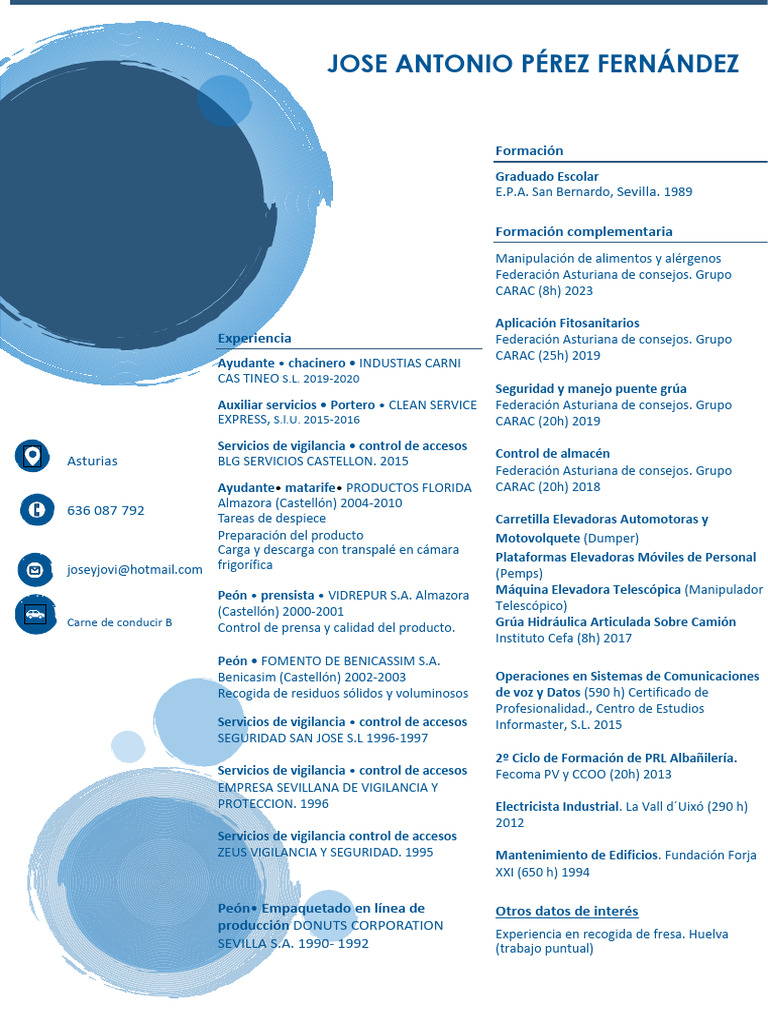 CV Jose Antonio Nuevo (Julio 2023) Sin | PDF