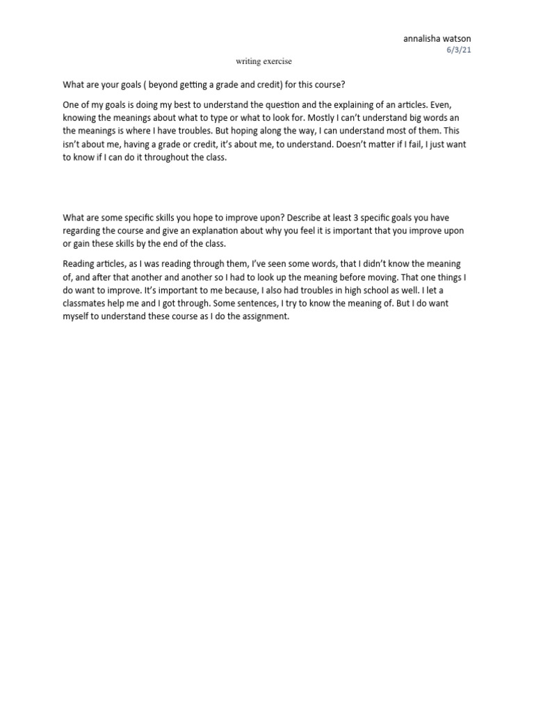 Writing Exercise | PDF