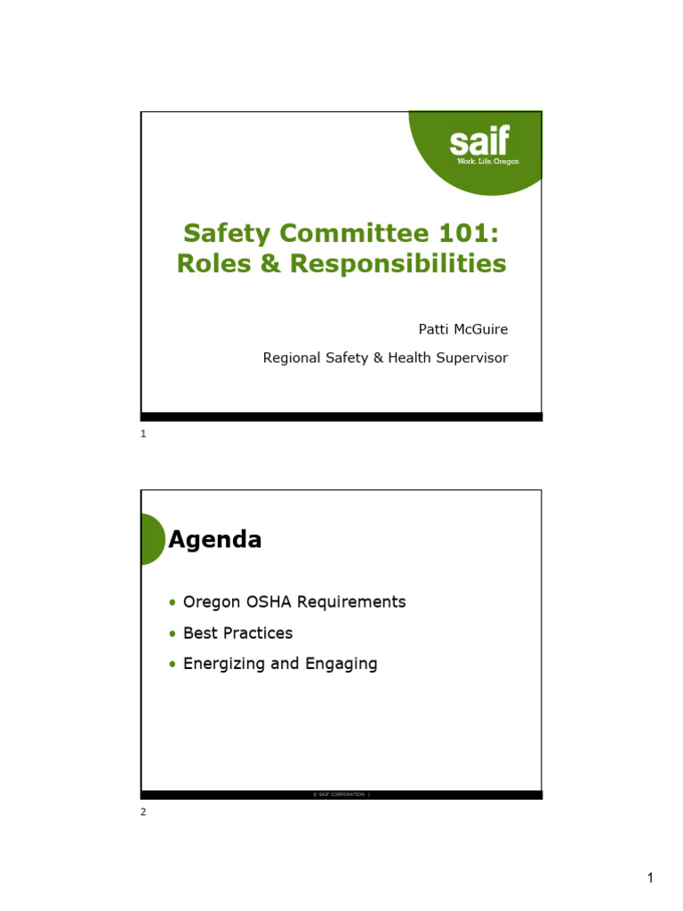 Safety Committee 101--Slides Handout | PDF | Occupational Safety And ...