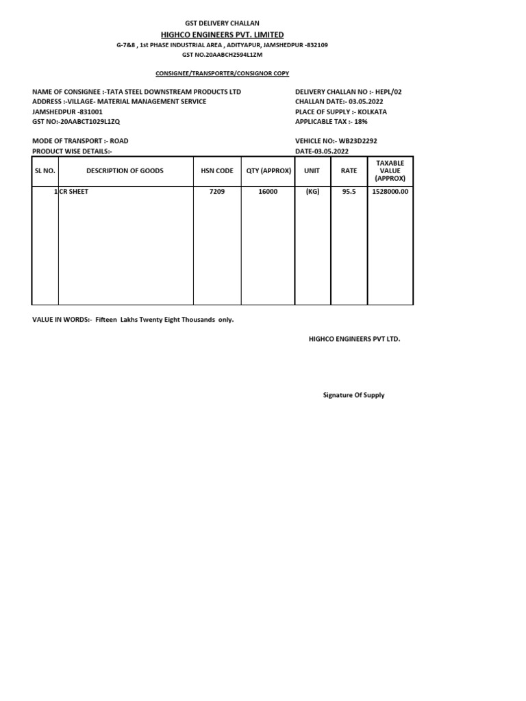 Scrap Delivery Memo | Download Free PDF | Governance | Taxes