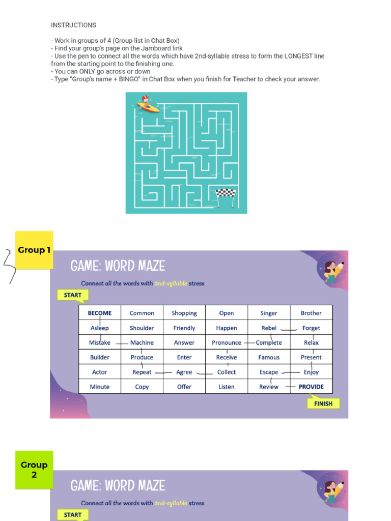 W31 - Word Stress - Word Maze Game | PDF