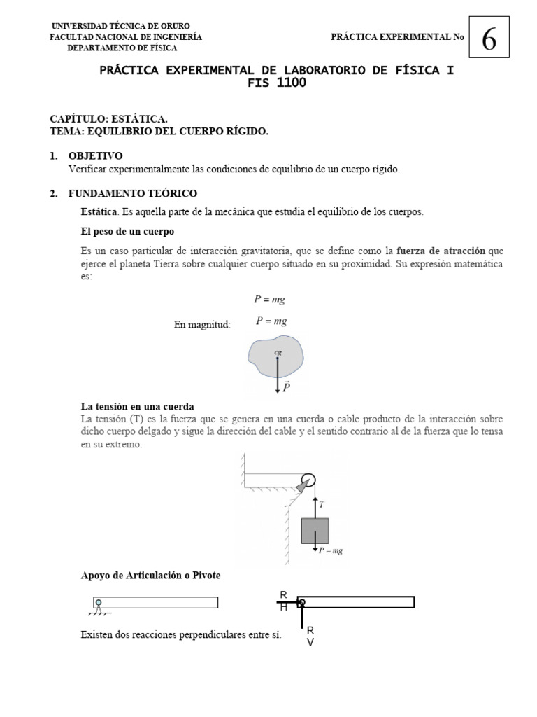 Lab 6 Estatica ( | PDF | Fuerza | Esfuerzo de torsión