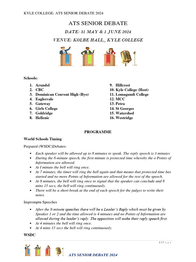 Draft Programme ATS Senior Debate | PDF