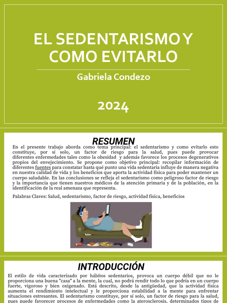El Sedentarismo y Como Evitarlo | PDF | Estilo de vida sedentario ...