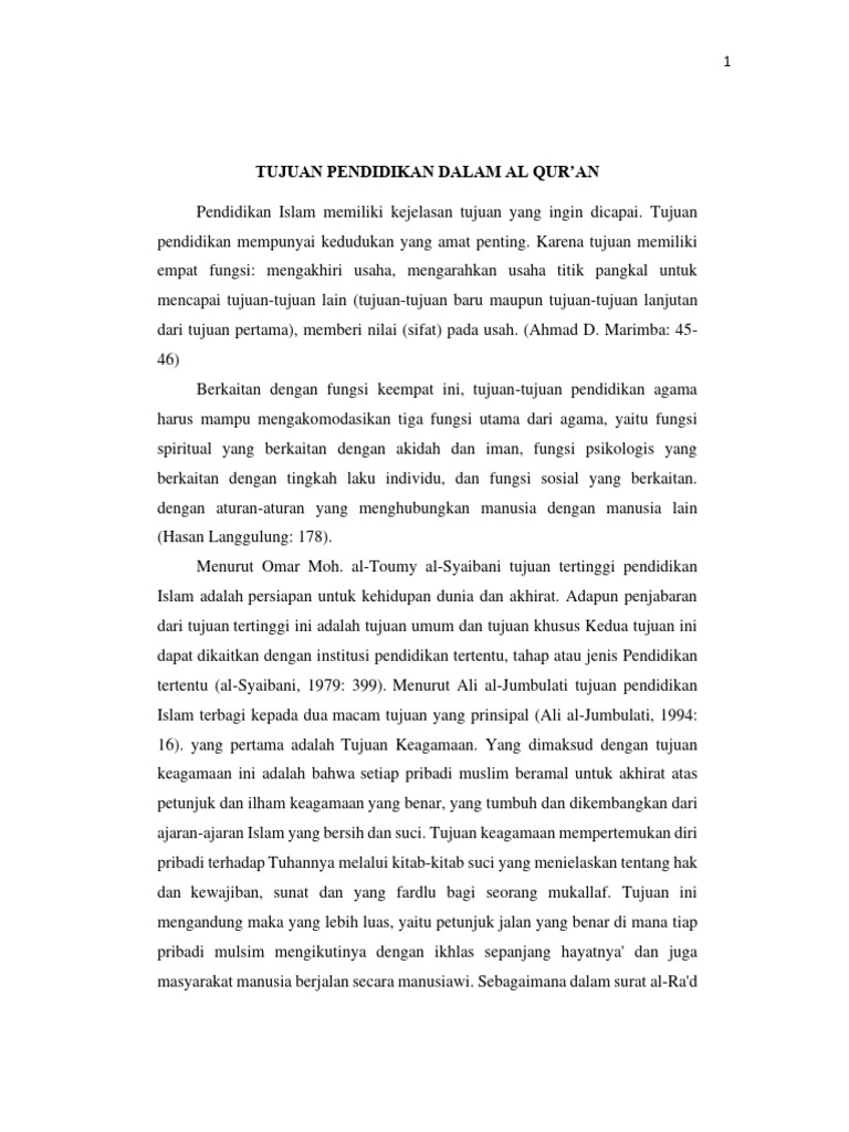 Tujuan Pendidikan Dalam Al Qur | PDF | Agama & Spiritualitas