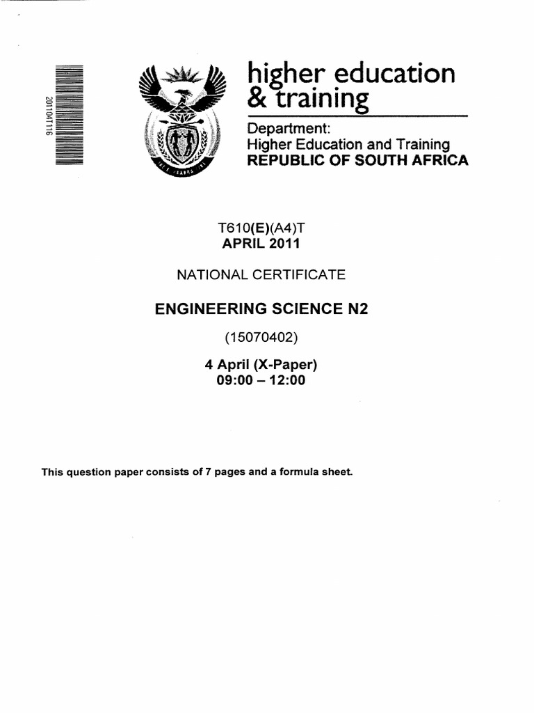 2011 April N2 Engineering Science Question+Paper | PDF
