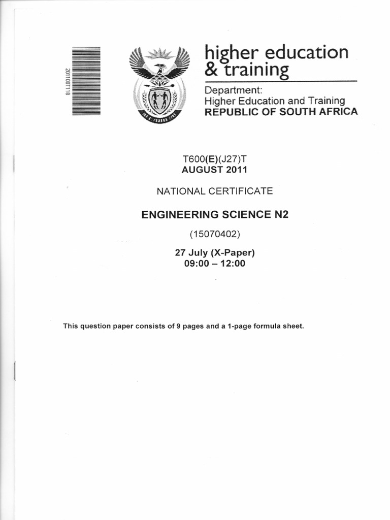 2011 August N2 Question Paper | PDF