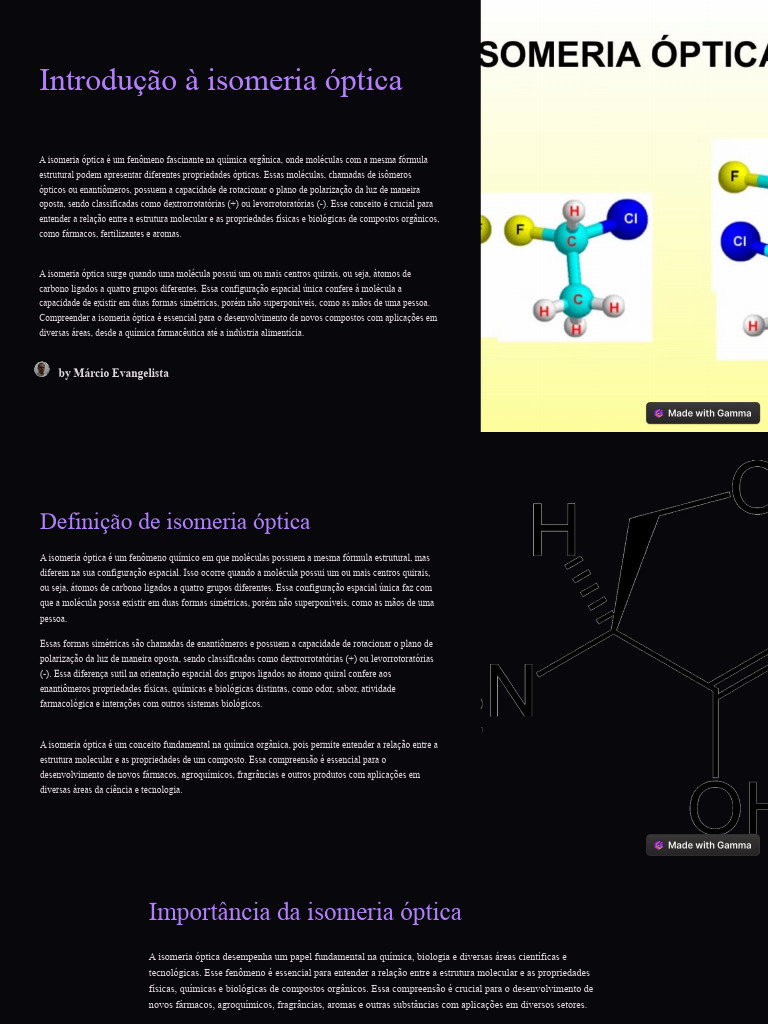 Introducao A Isomeria Optica | PDF | Isômero | Quiralidade (Química)